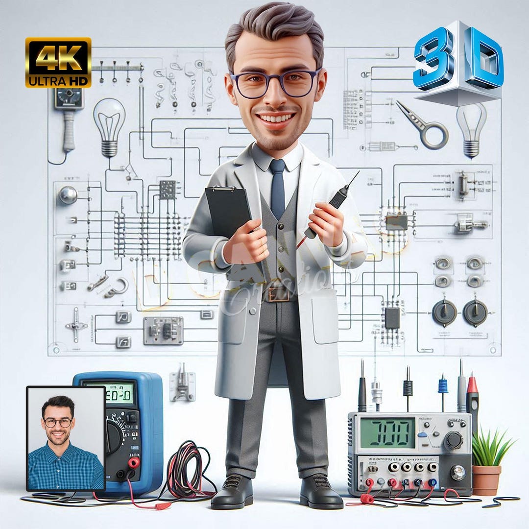 Custom 3D Caricature – Electrical Engineer Figurine, Personalized Gift ...