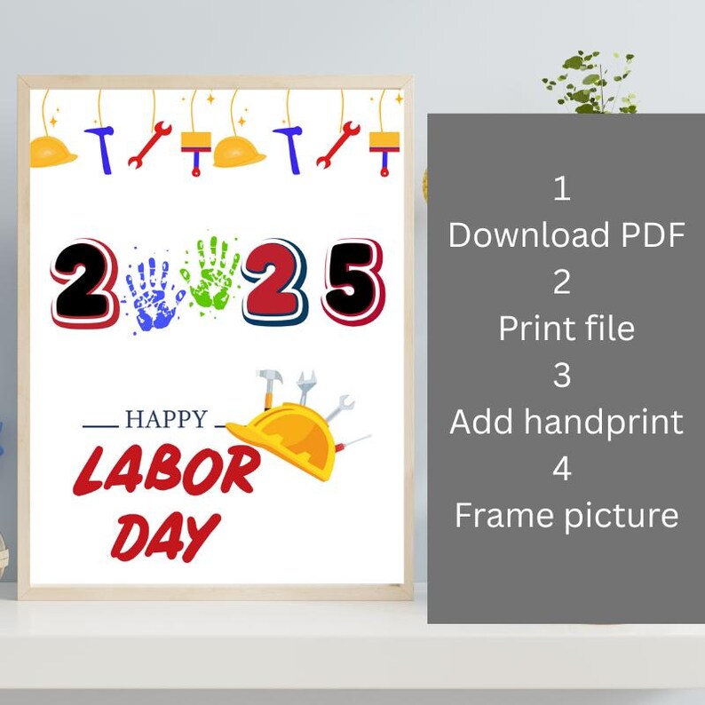 Happy Labor Day Handprint Craft, Printable Labor Day Card, Patriotic ...