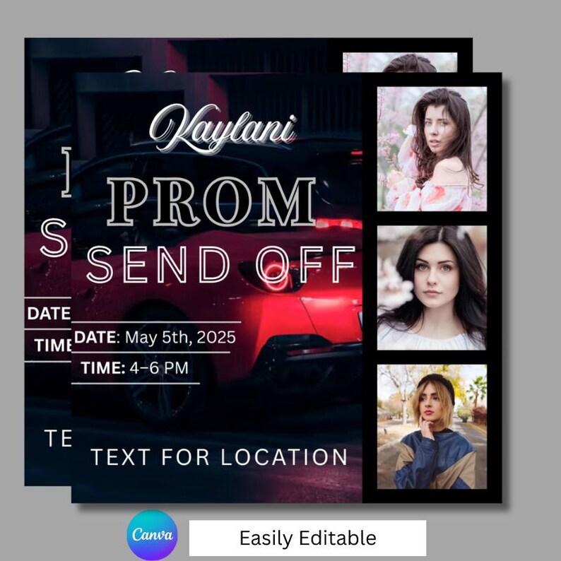 Editable Social Media Flyer Template, Prom Send Off, Prom Invitation ...