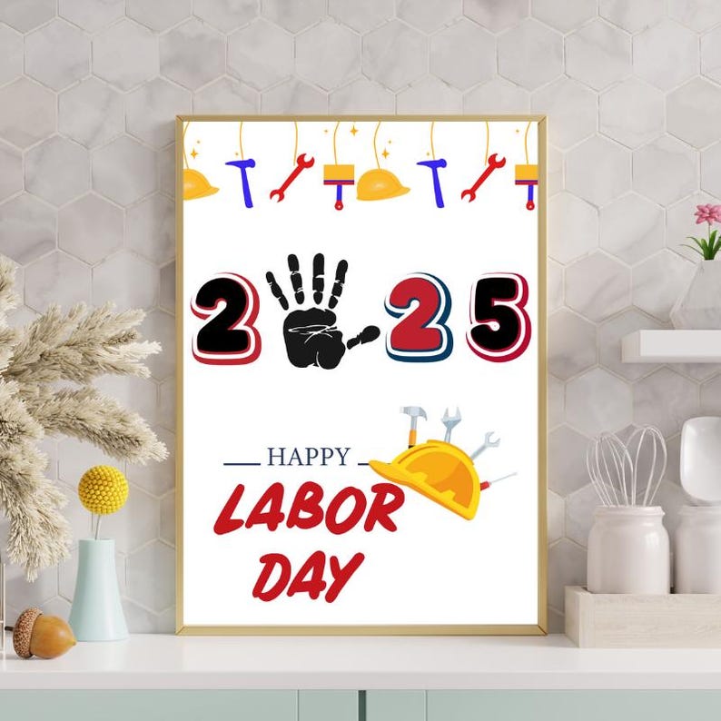 Happy Labor Day Handprint Craft, Printable Labor Day Card, Patriotic ...
