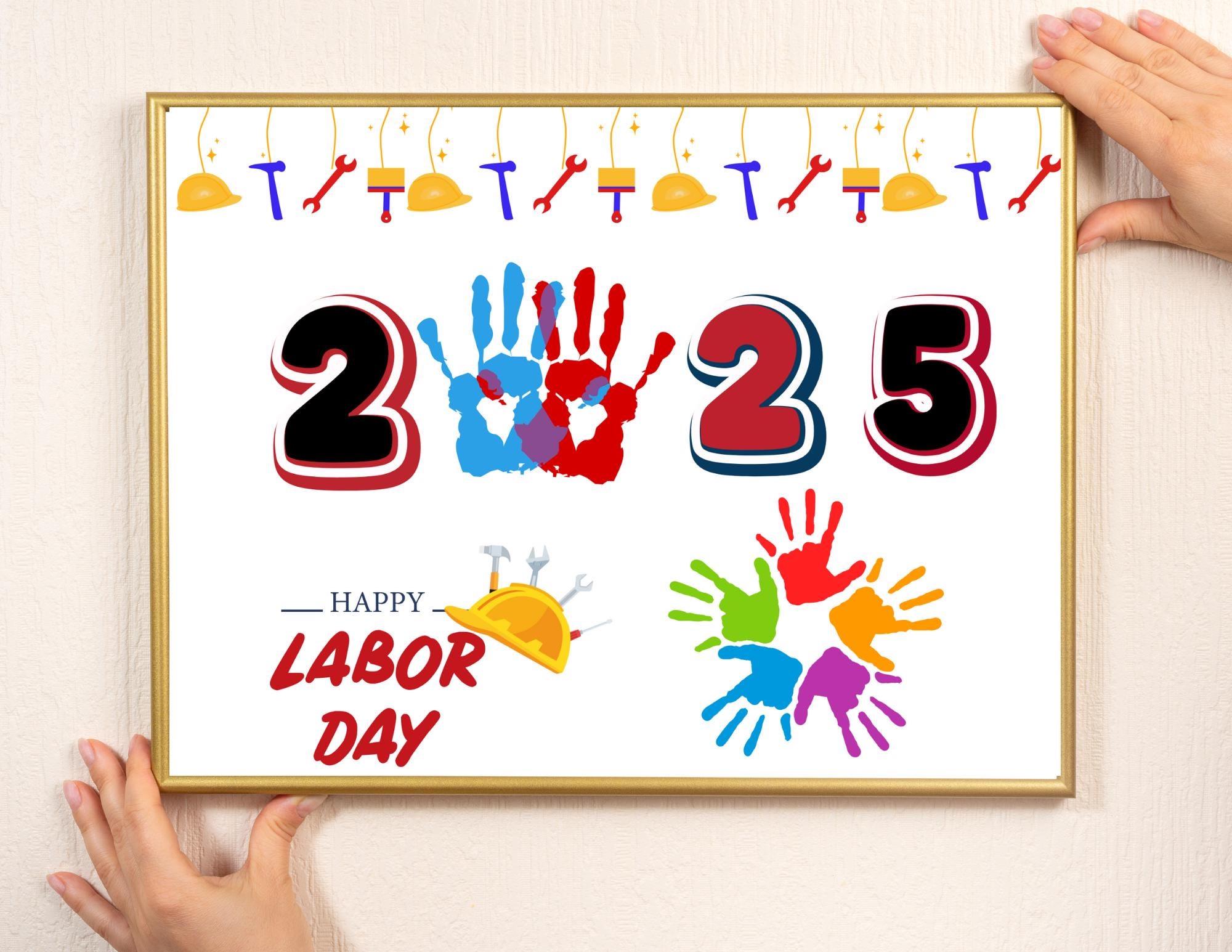 Happy Labor Day Handprint Craft, Printable Labor Day Card, Patriotic ...