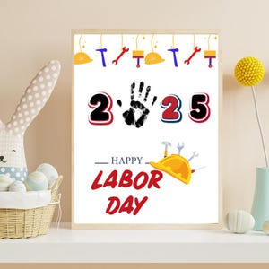 Happy Labor Day Handprint Craft, Printable Labor Day Card, Patriotic ...
