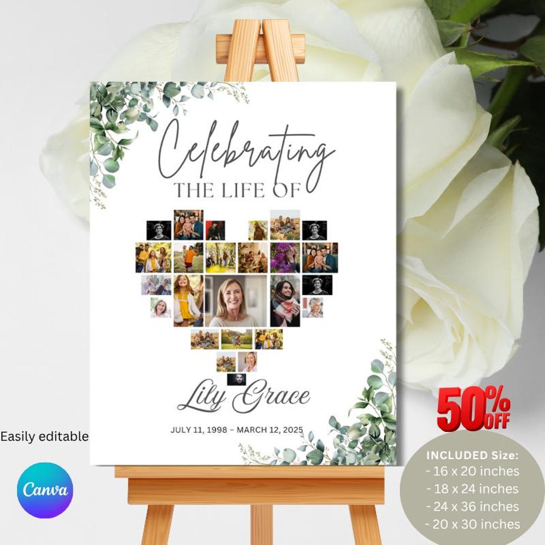 Green Funeral Welcome Sign Template, Celebration of Life Funeral Poster ...