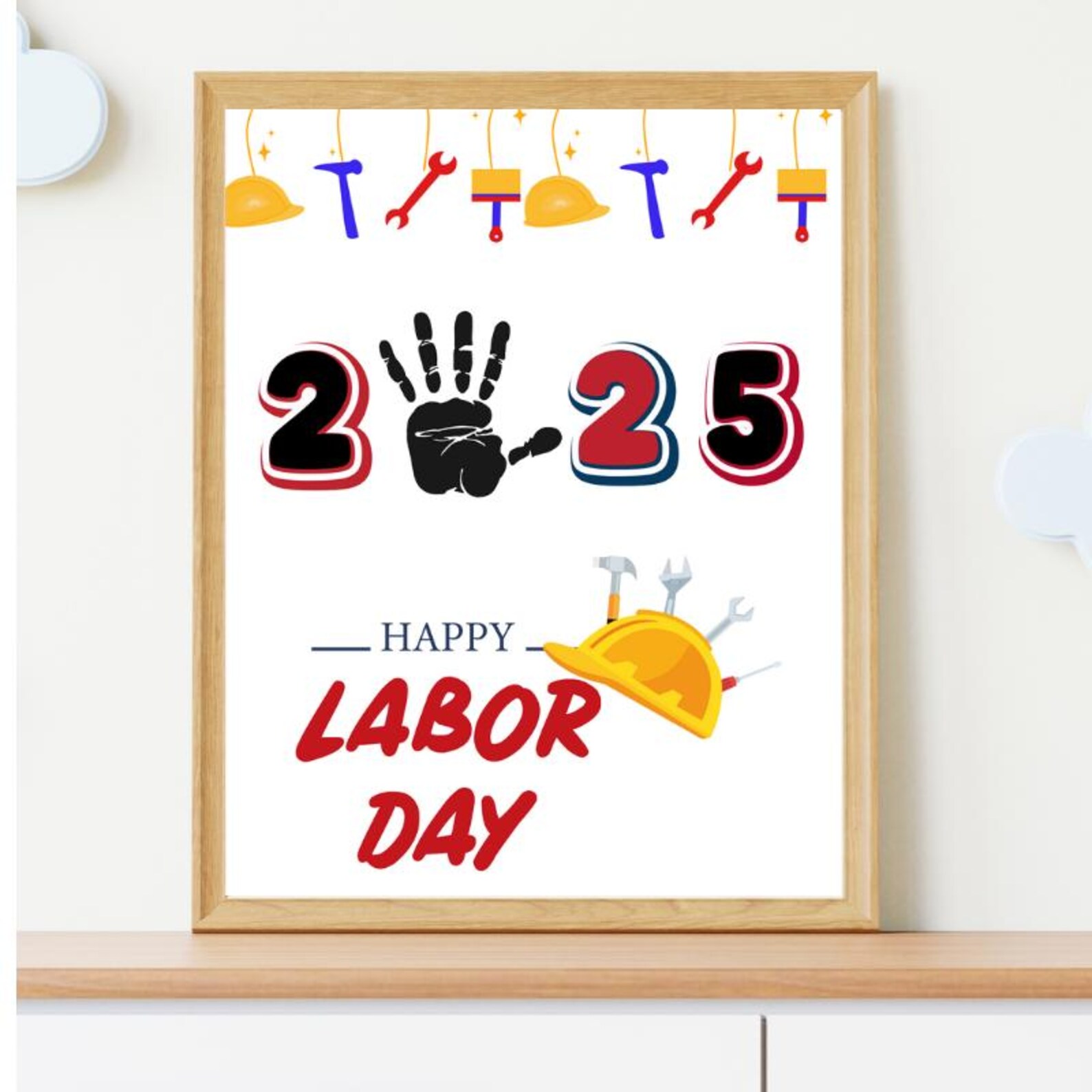 Happy Labor Day Handprint Craft, Printable Labor Day Card, Patriotic ...