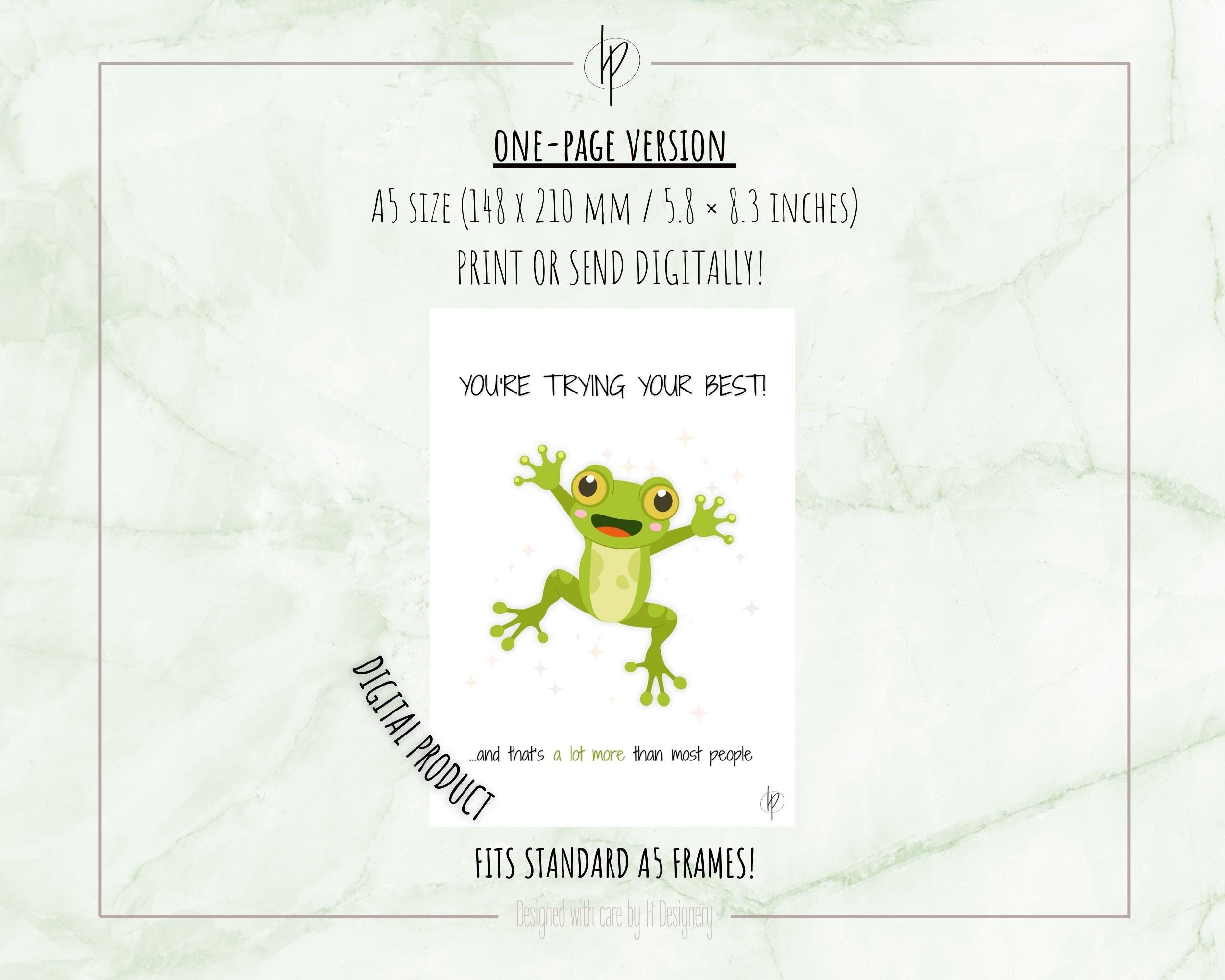 Funny Frog Printable Card | "you're Trying Your Best" Encouragement ...