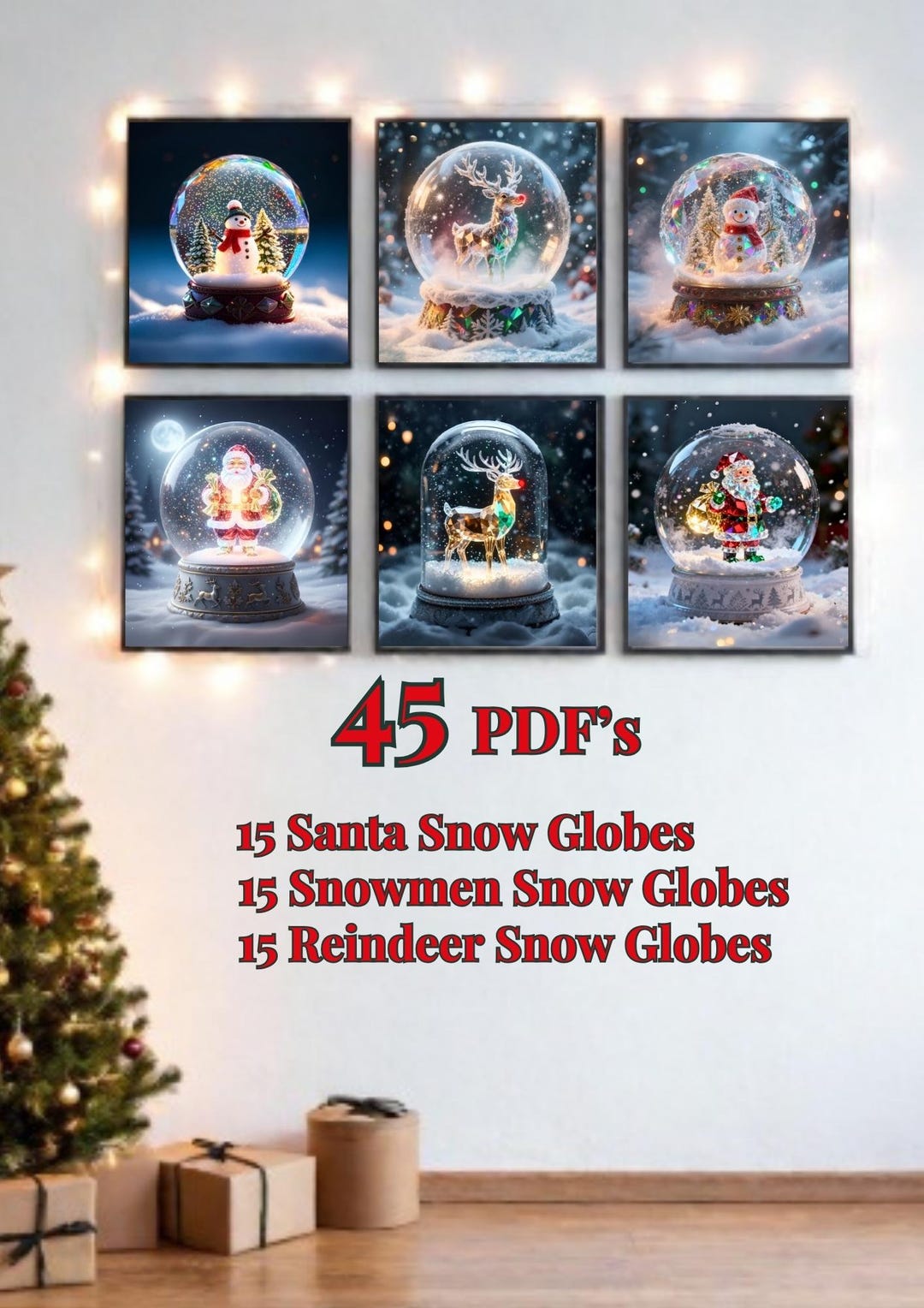 Christmas Snow Globe Poster Set: Santa, Rudolph, Snowmen (PDF Download ...
