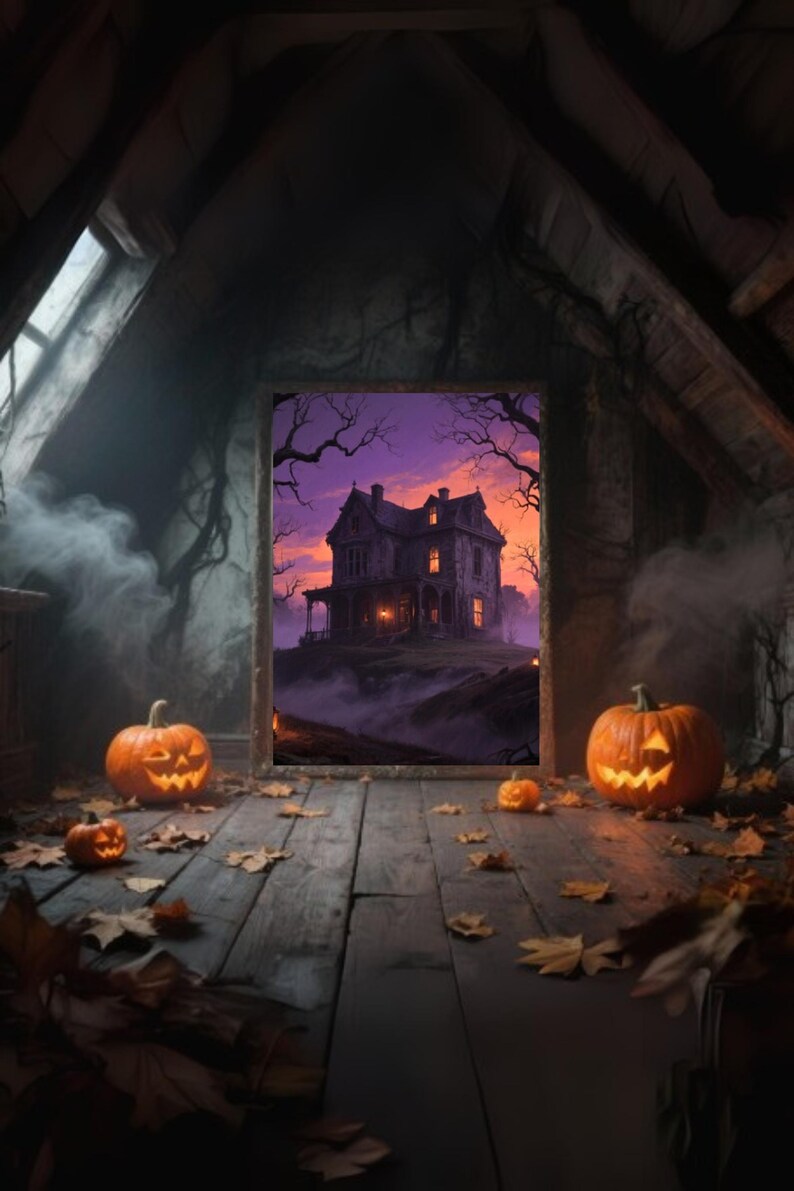 Haunting Elegance | Spooky Haunted House Poster Set | Halloween Vibes ...