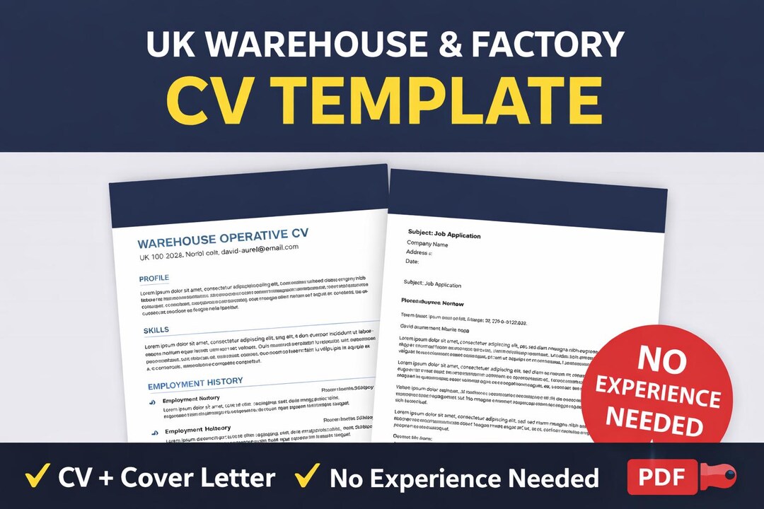 UK Warehouse CV Template | Factory Worker Resume + Cover Letter | No ...