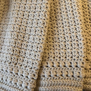Cream Crochet Throw Blanket - Pattern - Etsy