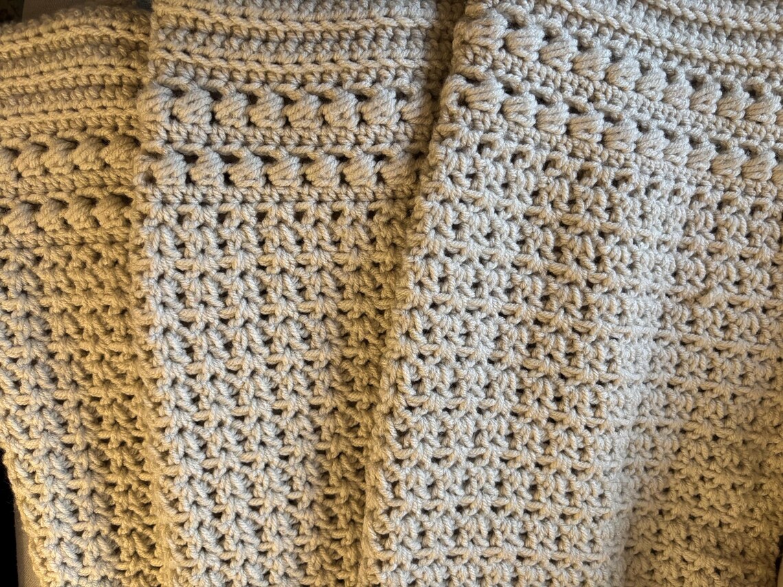 Cream Crochet Throw Blanket - Pattern - Etsy