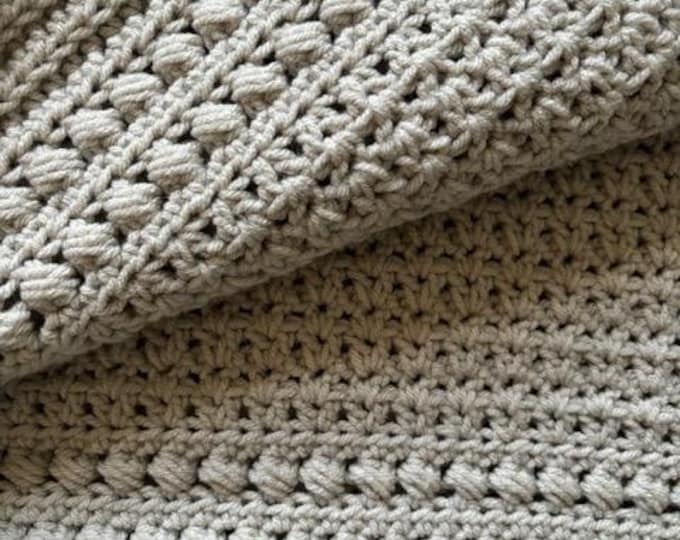 Cream Crochet Throw Blanket - Pattern - Etsy