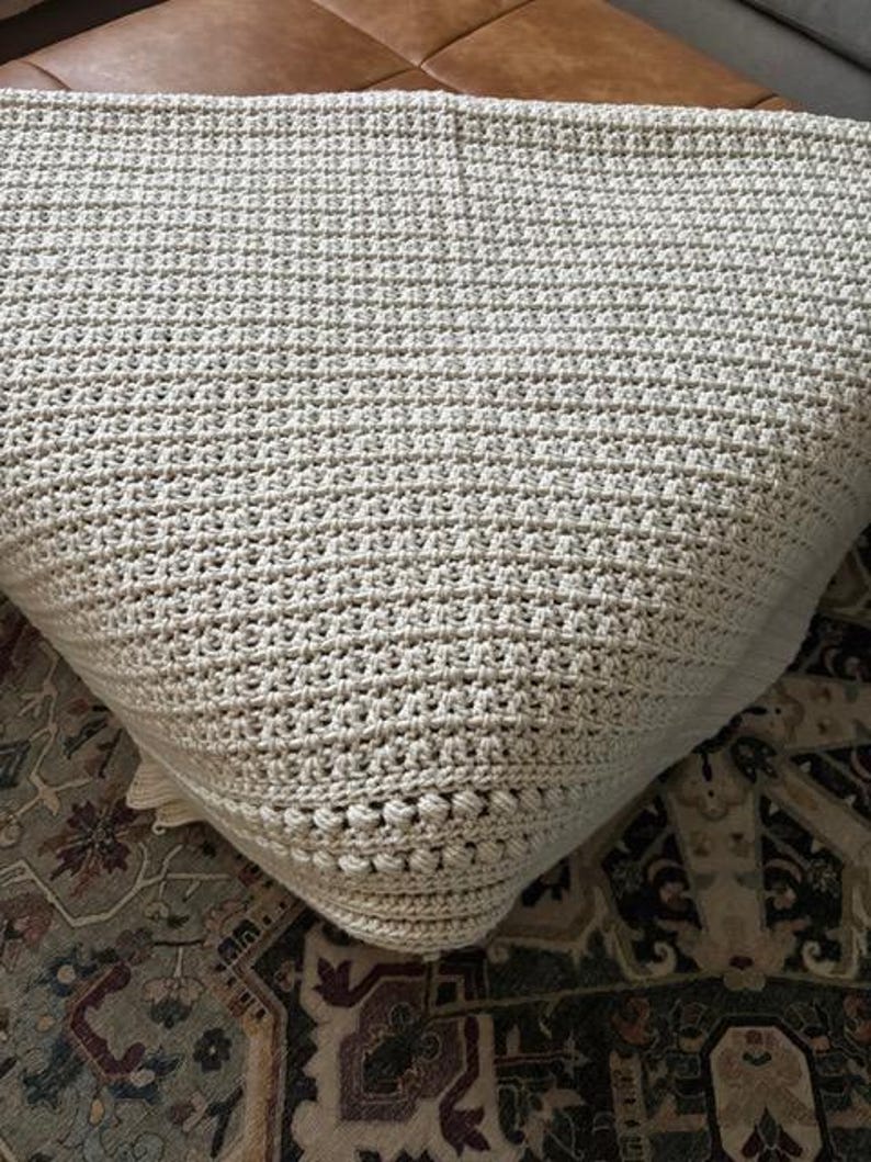 Cream Crochet Throw Blanket - Pattern - Etsy