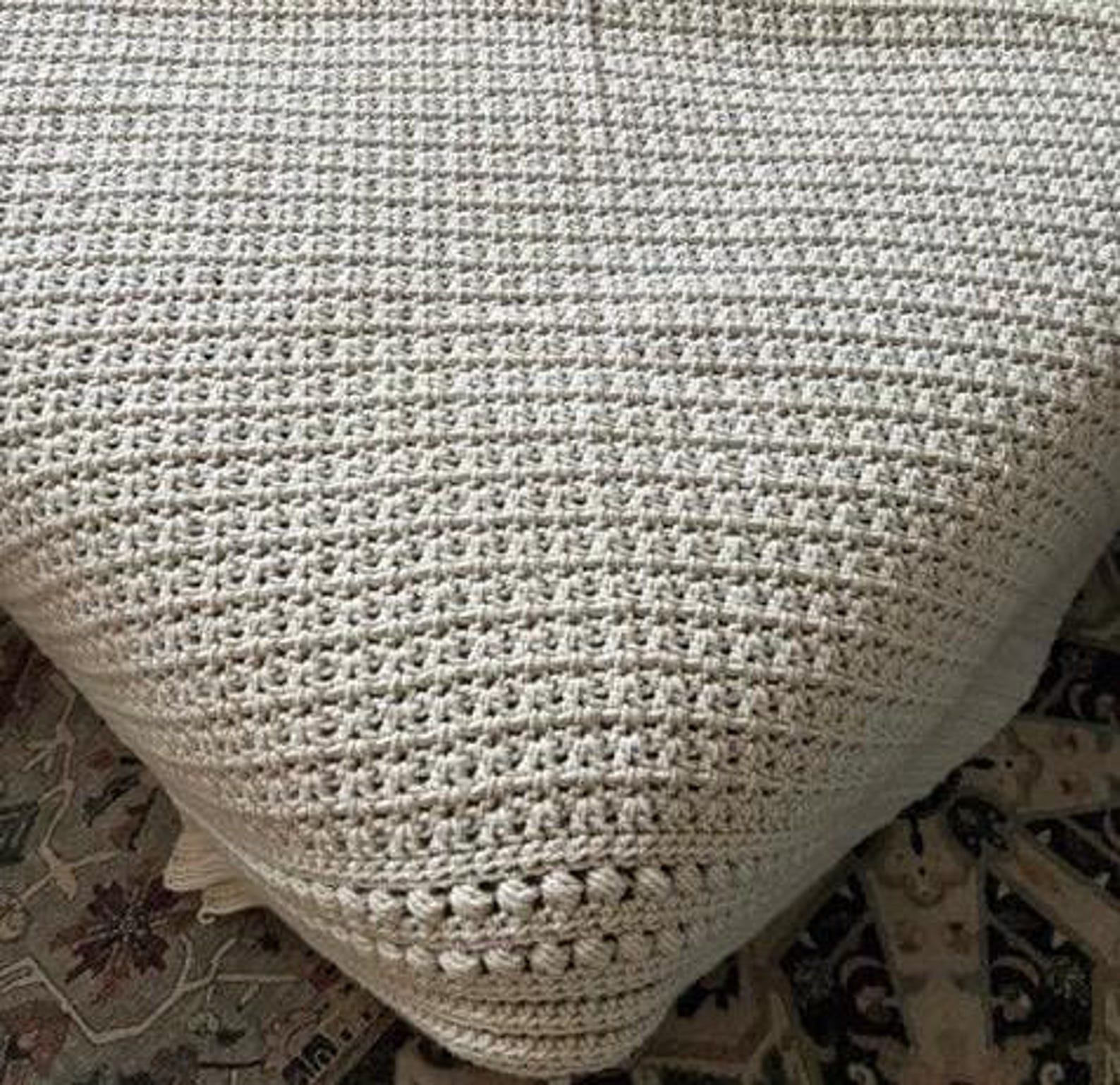 Cream Crochet Throw Blanket - Pattern - Etsy