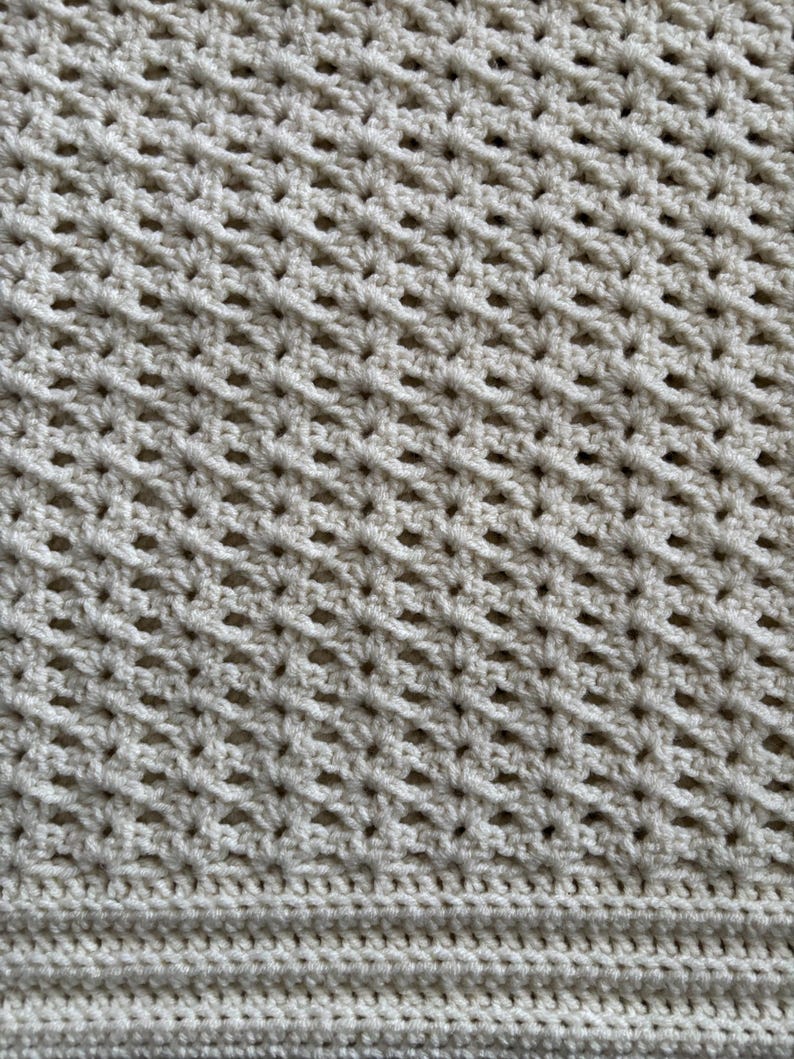 Cream Crochet Throw Blanket Pattern - Modern Throw (PDF) - Wearable ...