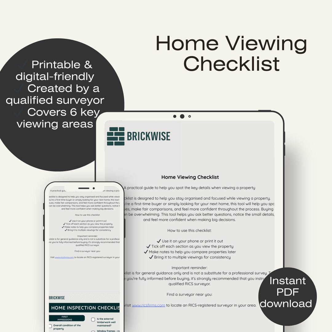 UK House Viewing Checklist – Printable Home Buyer PDF | First Time ...