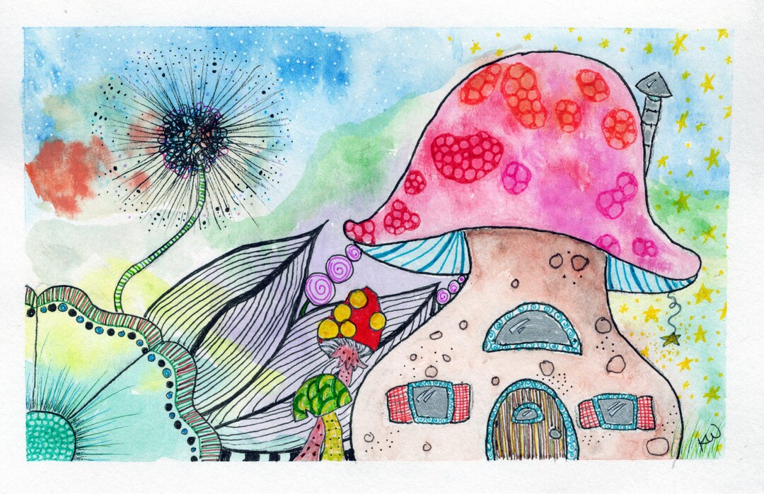 Whimsical Mushroom Fairy House Digital Print | Enchanted Cottagecore ...