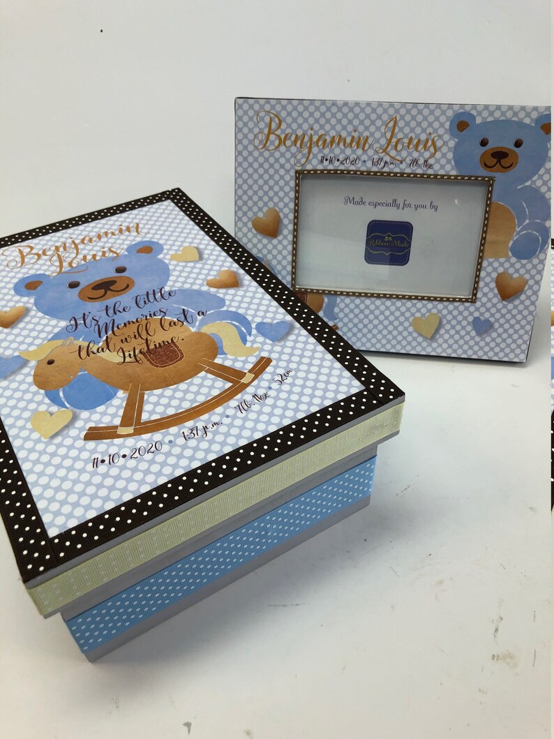 Teddy Bear Keepsake Box Boy or Girl - Baby Shower, Baptism, Birthday - Etsy