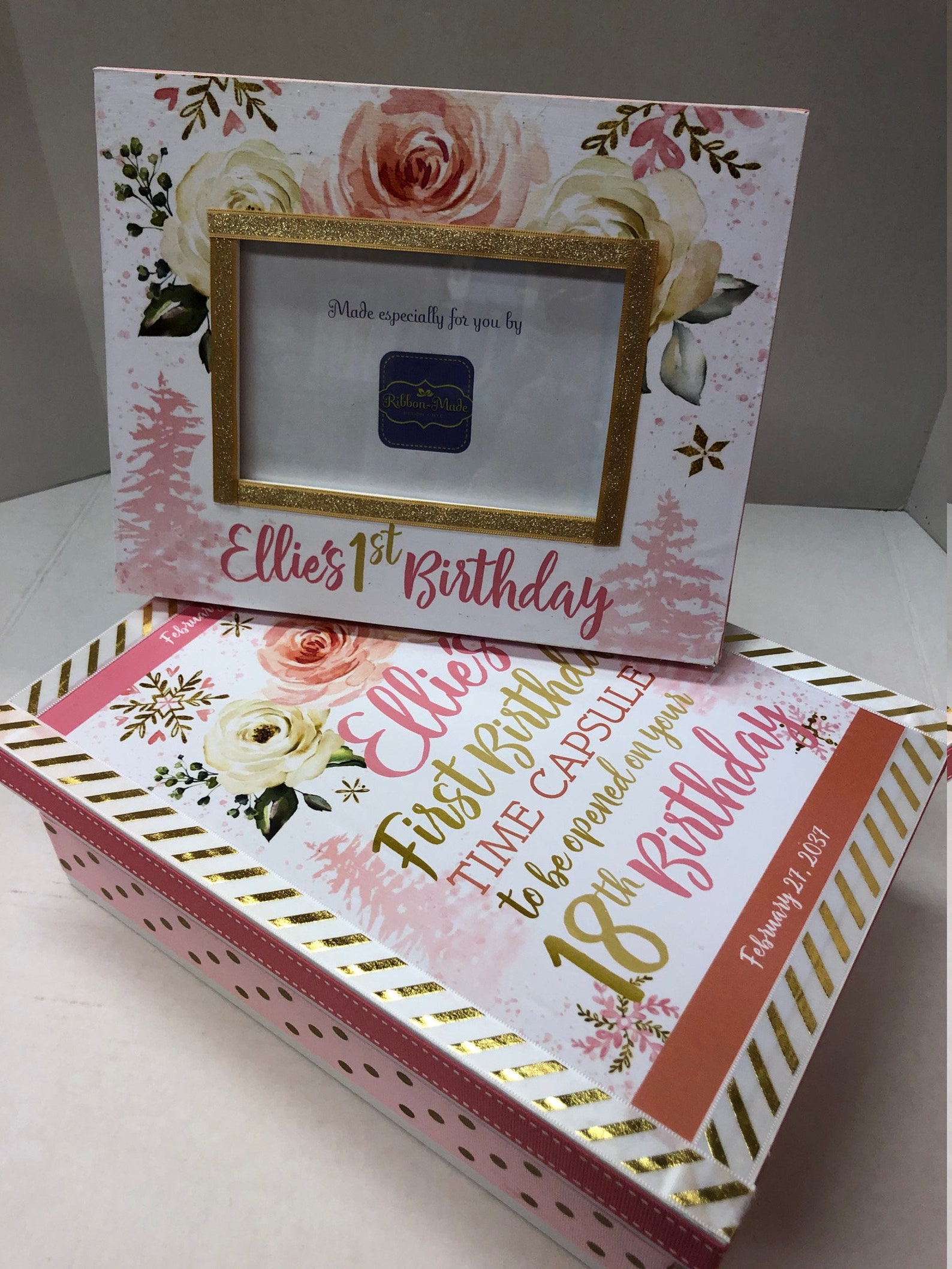 First Birthday Time Capsule Keepsake Box With Frame to Match | Etsy