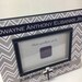 Boys Gray and Navy Blue Chevron Holy Cross Keepsake- GIFT SET Frame and ...
