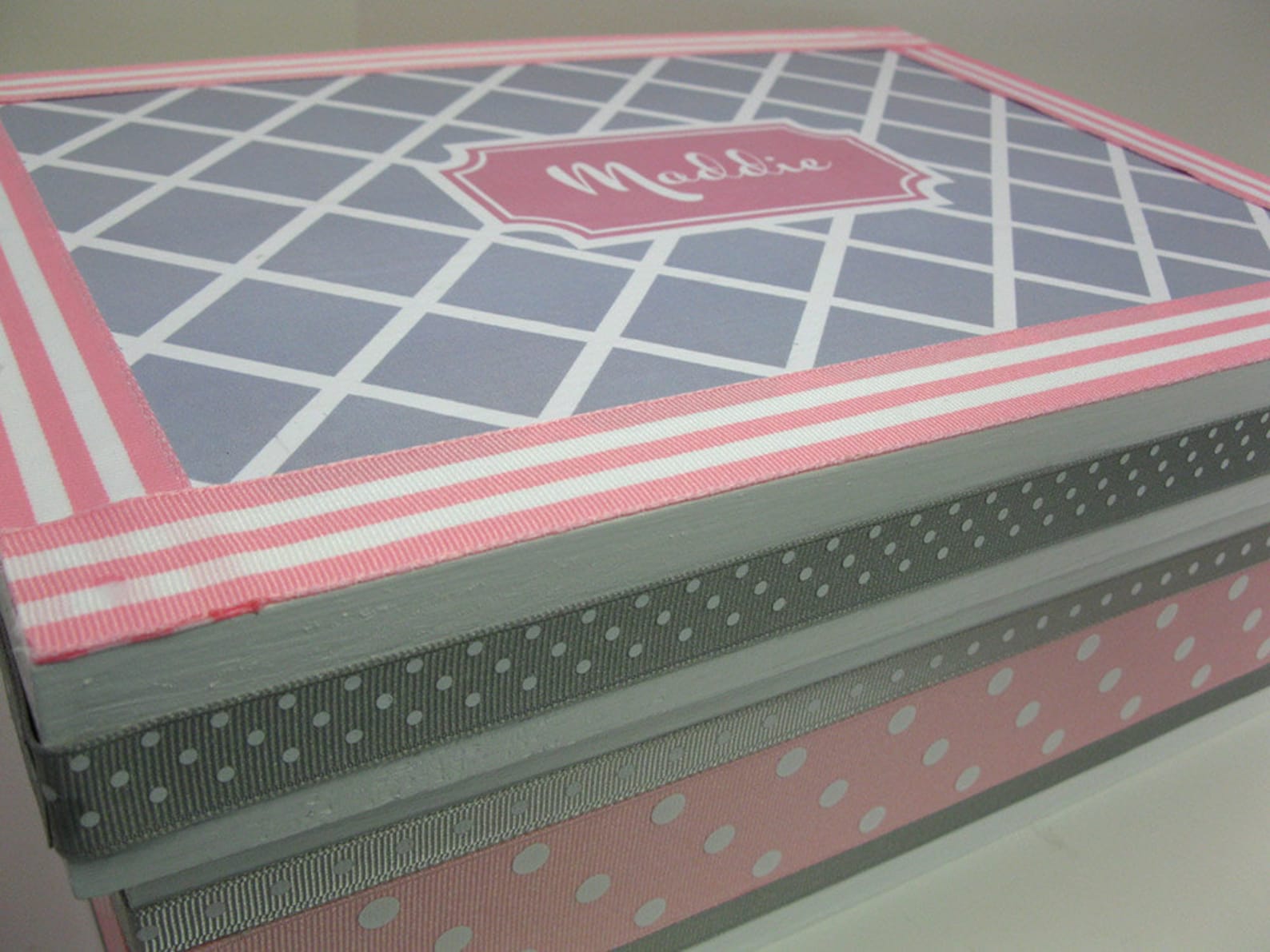 Girl's Personalized Keepsake Box Pink and Gray birthday - Etsy