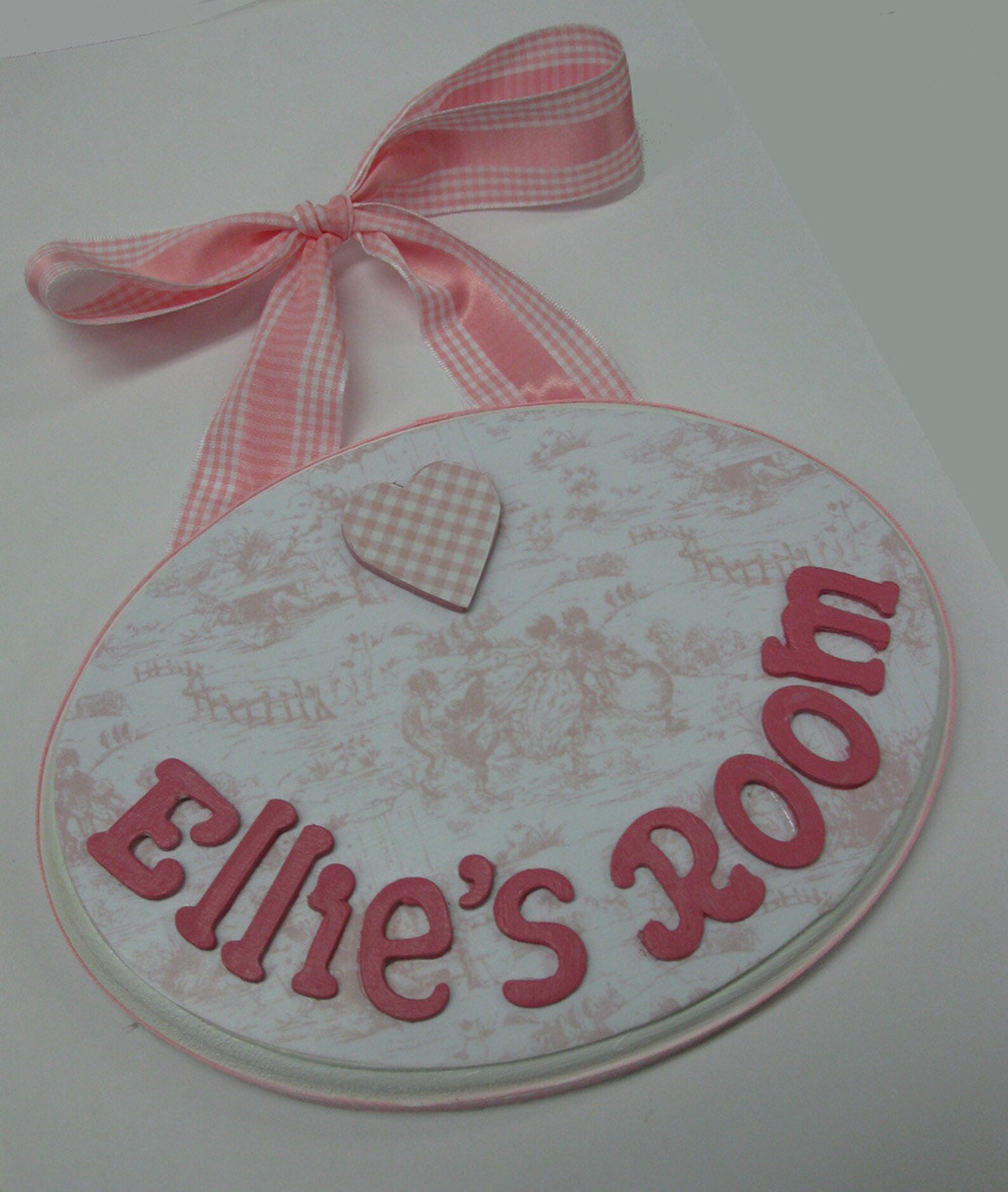 Baby Girl Nursery Name Plaque Pink and White Toile With - Etsy