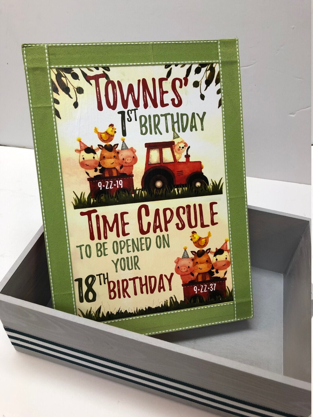 Farm Animal Theme Keepsake Box- Designed to Match Birthday Invitation ...