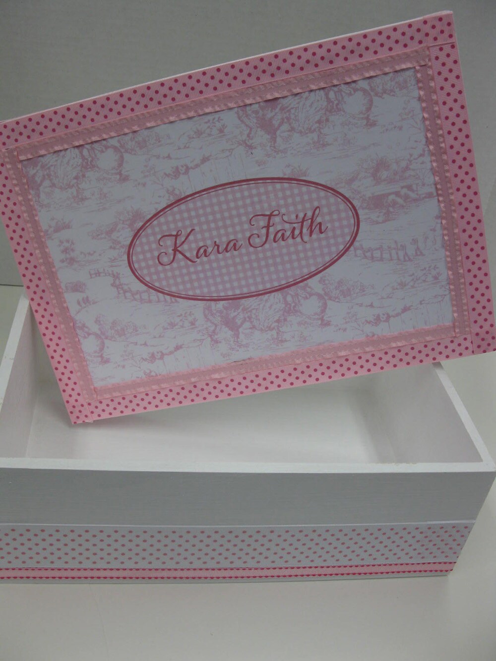 Girl's Personalized Keepsake Box Pink Toile and Gingham | Etsy