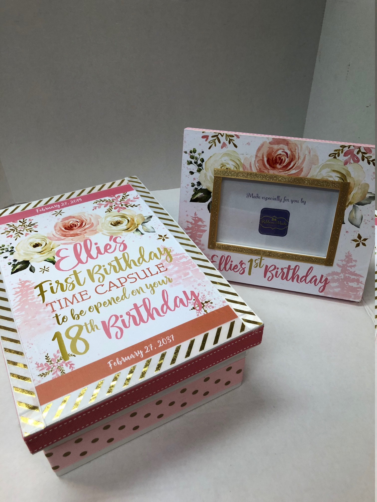 First Birthday Time Capsule Keepsake Box With Frame to Match | Etsy