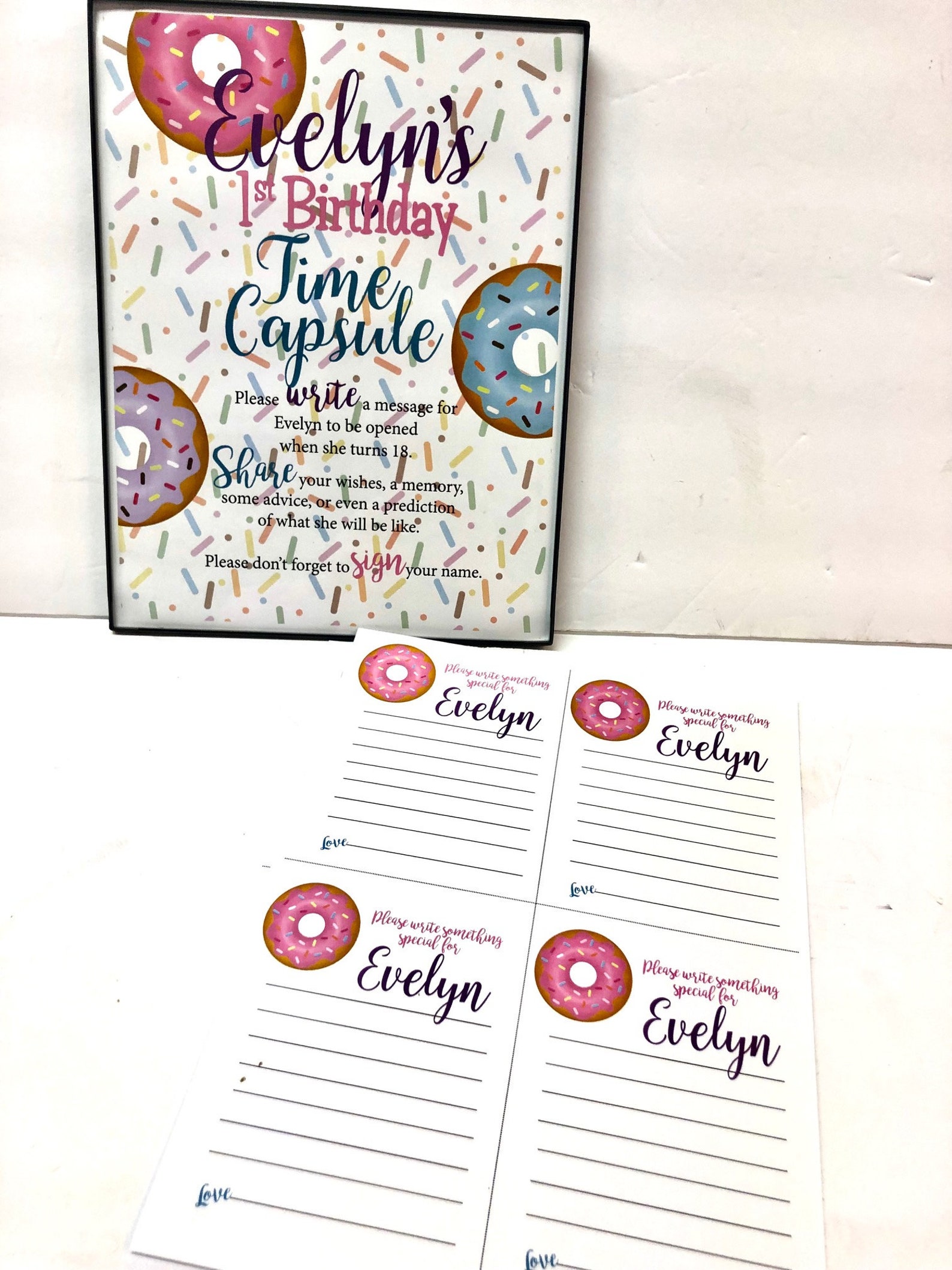 Donut Time Capsule -CUSTOM- With Framed Instructions and Cards to Print ...