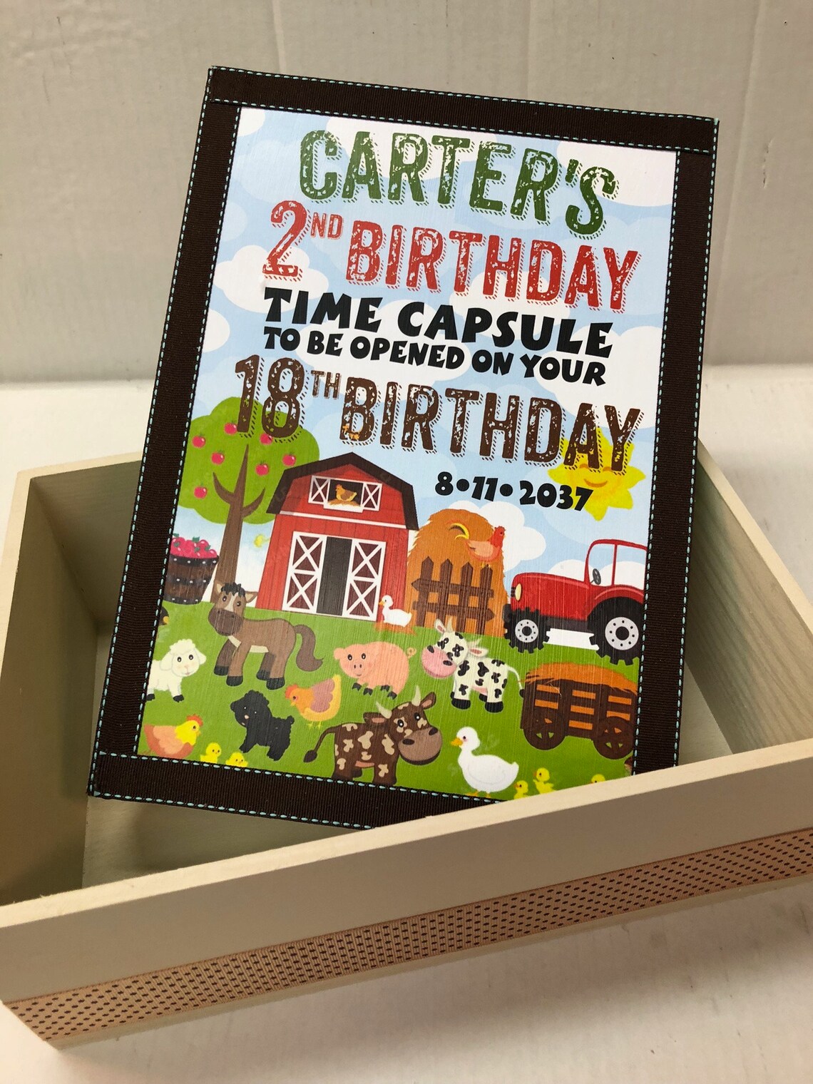Farm Themed Keepsake Memory Box - 2nd Birthday - Etsy