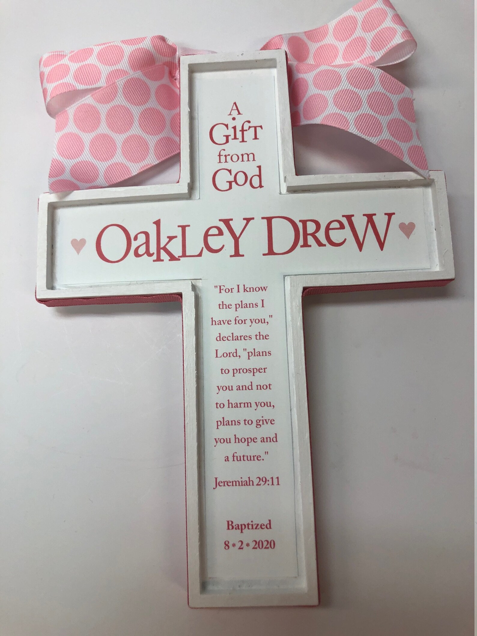 Baptism Cross Pink and White Approx 7 X 9 Inches - Etsy