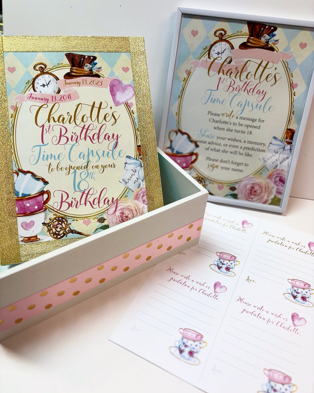 Alice in Wonderland Themed First Birthday Time Capsule Set - Etsy