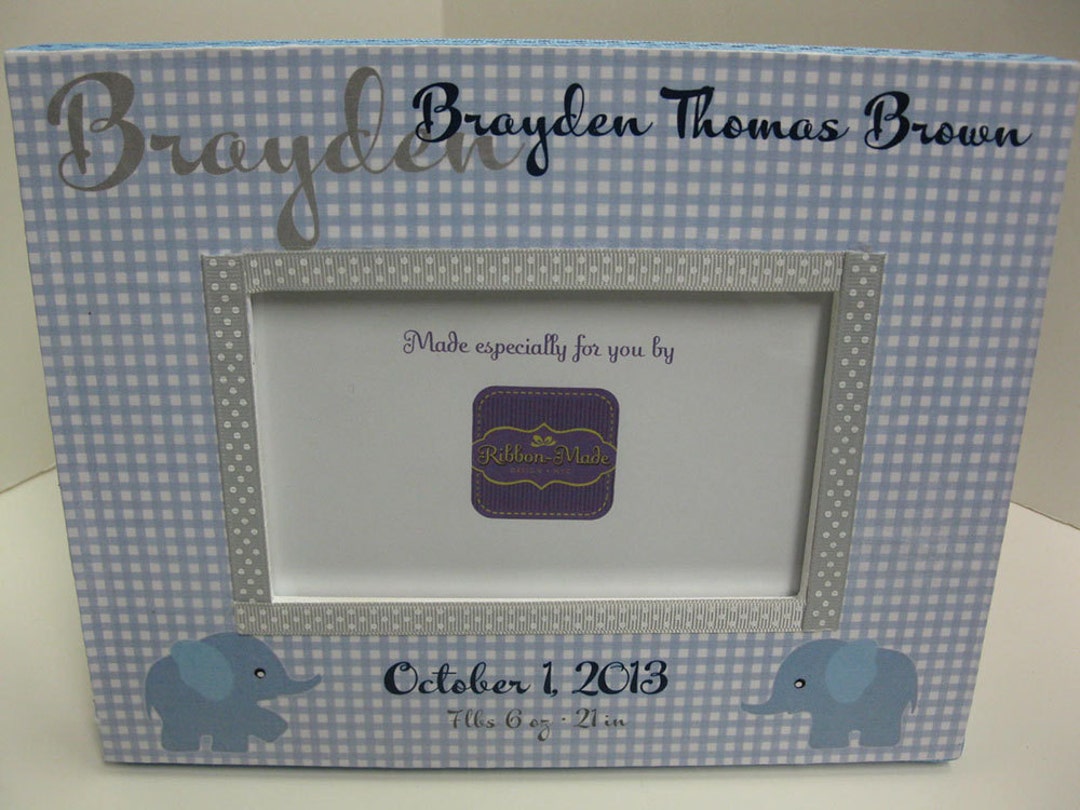 Baby Boy Birth Announcement Frame With Elephants - Etsy