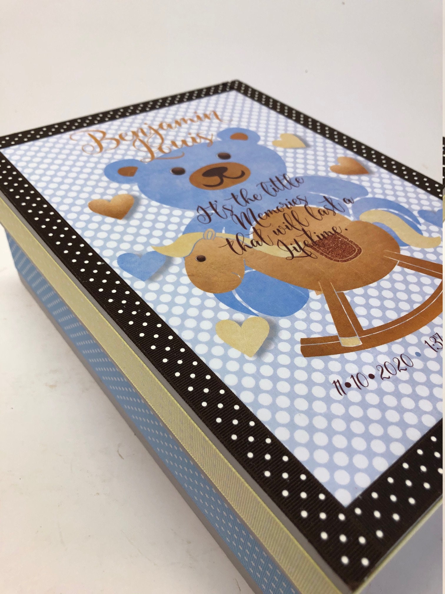 Teddy Bear Keepsake Box Boy or Girl - Baby Shower, Baptism, Birthday - Etsy