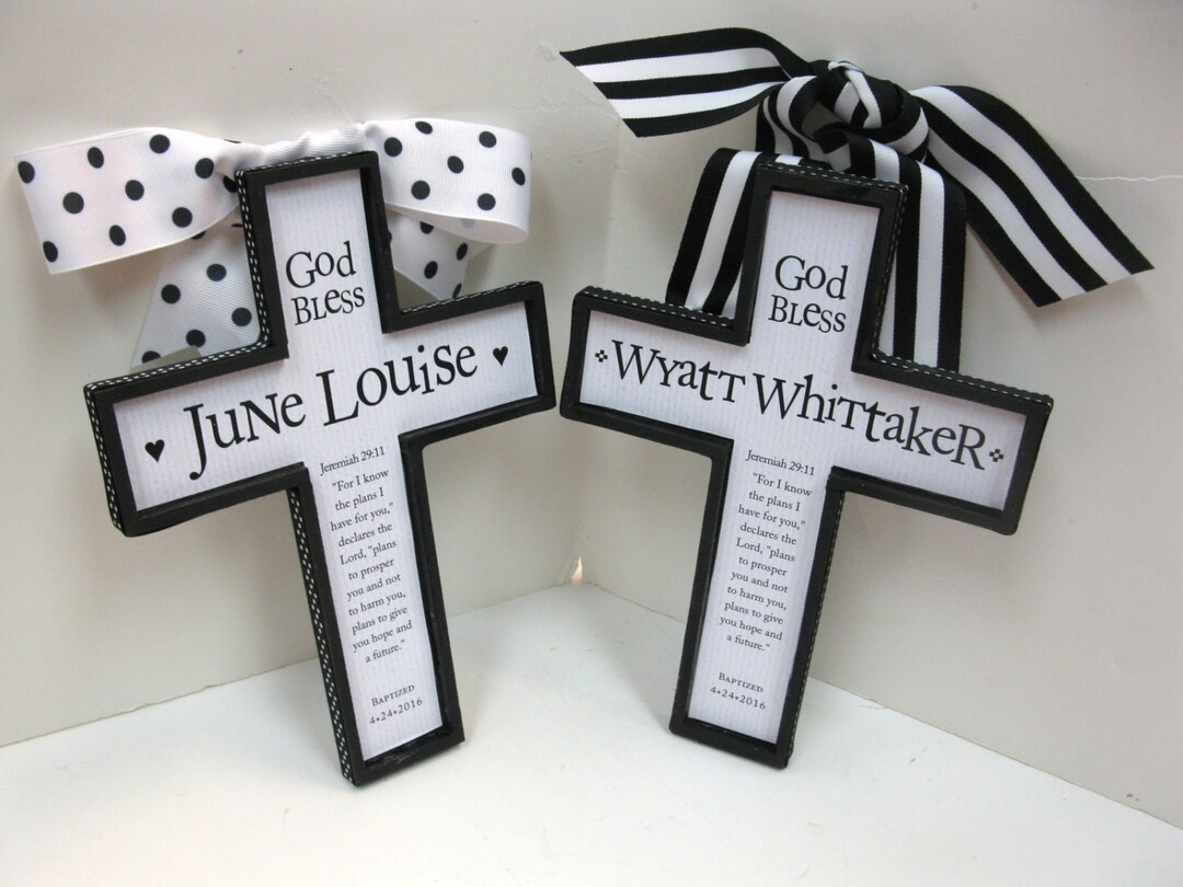 GIFT SET of Black and White Twin Cross Baptism Christianity - Etsy
