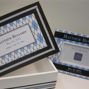 Boy's Argyle GIFT SET Frame and Memory Box - Bris, Baptism - Etsy