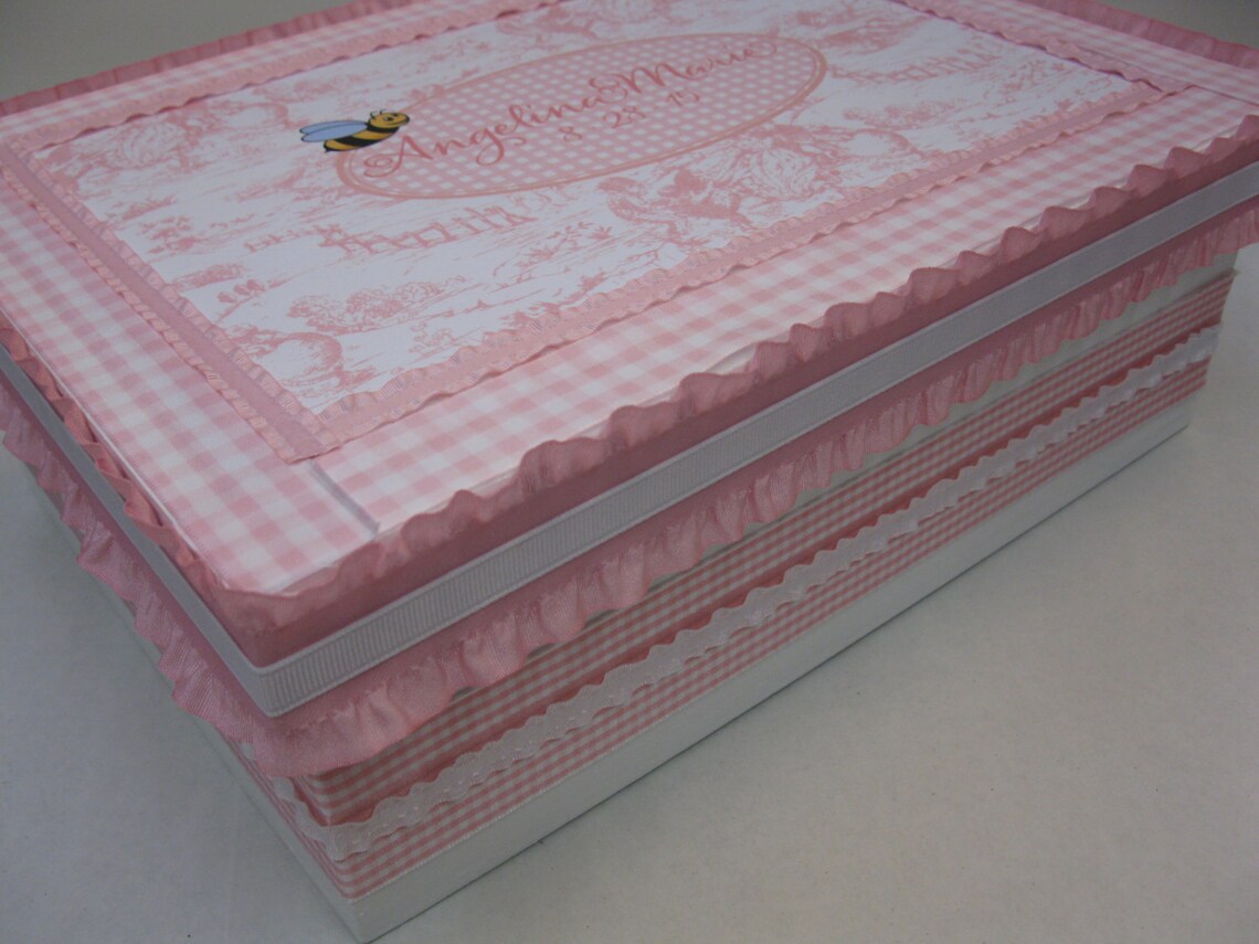 Gingham and Toile Personalized Keepsake Box - Etsy