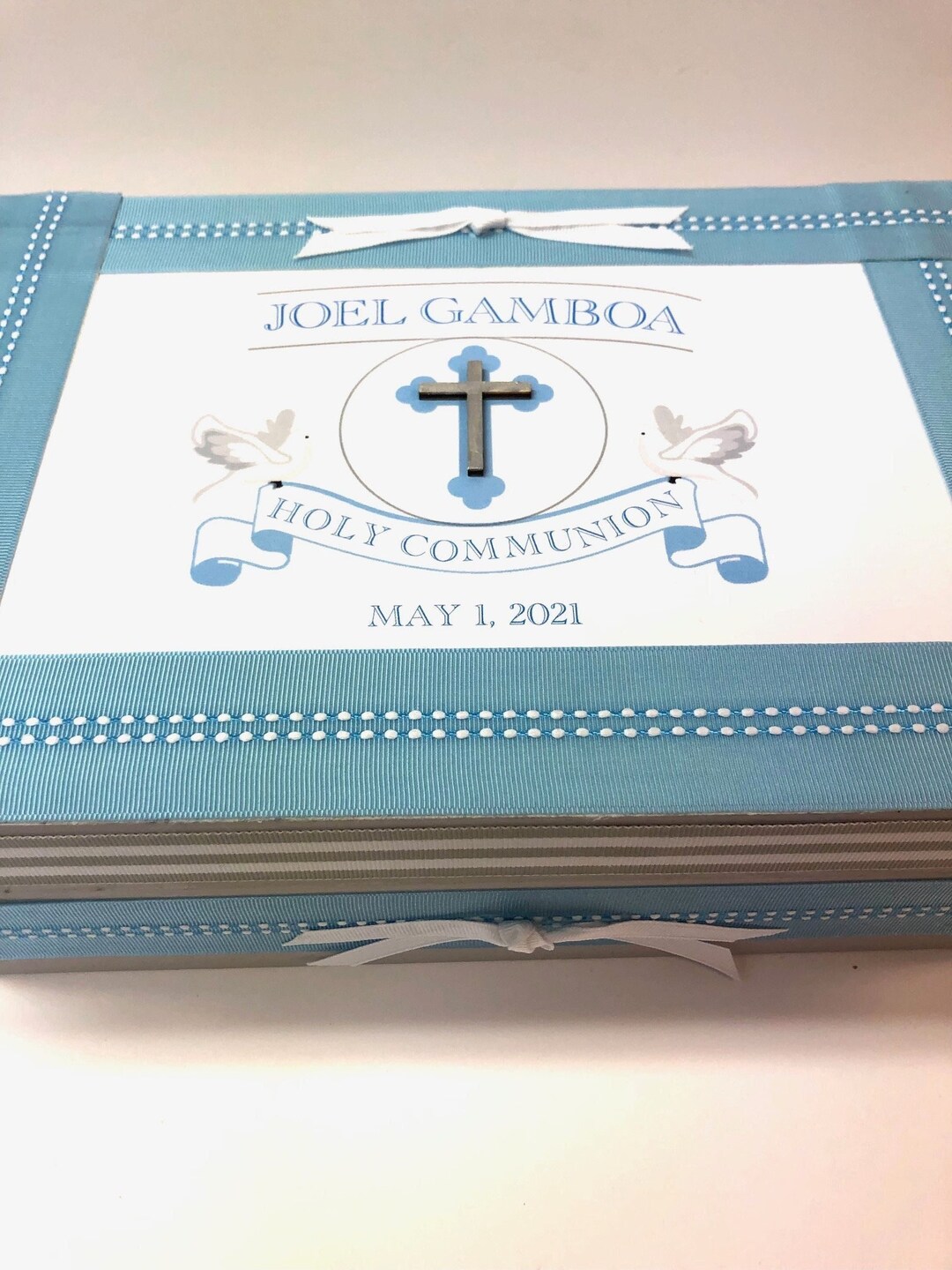 My First Communion Keepsake Box- Lavender- Any Colors-- Boys - Etsy