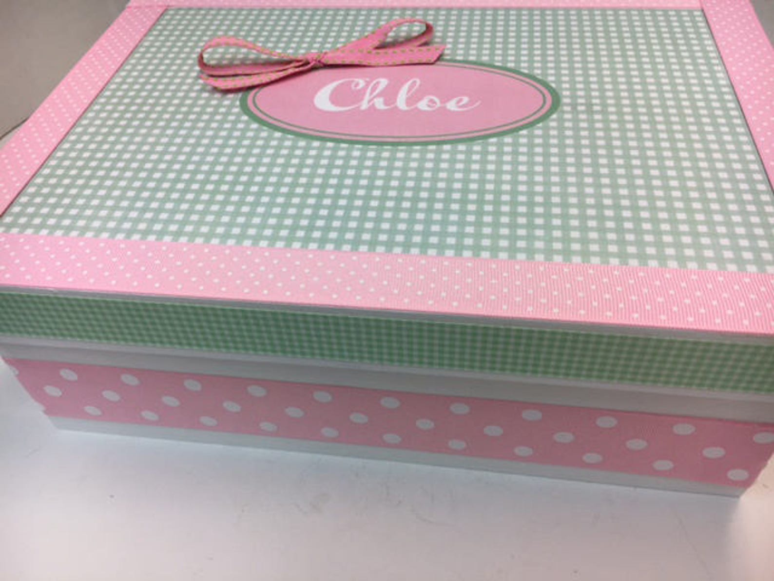 Gingham and Minidot Keepsake Box Personalized/ Any Color | Etsy