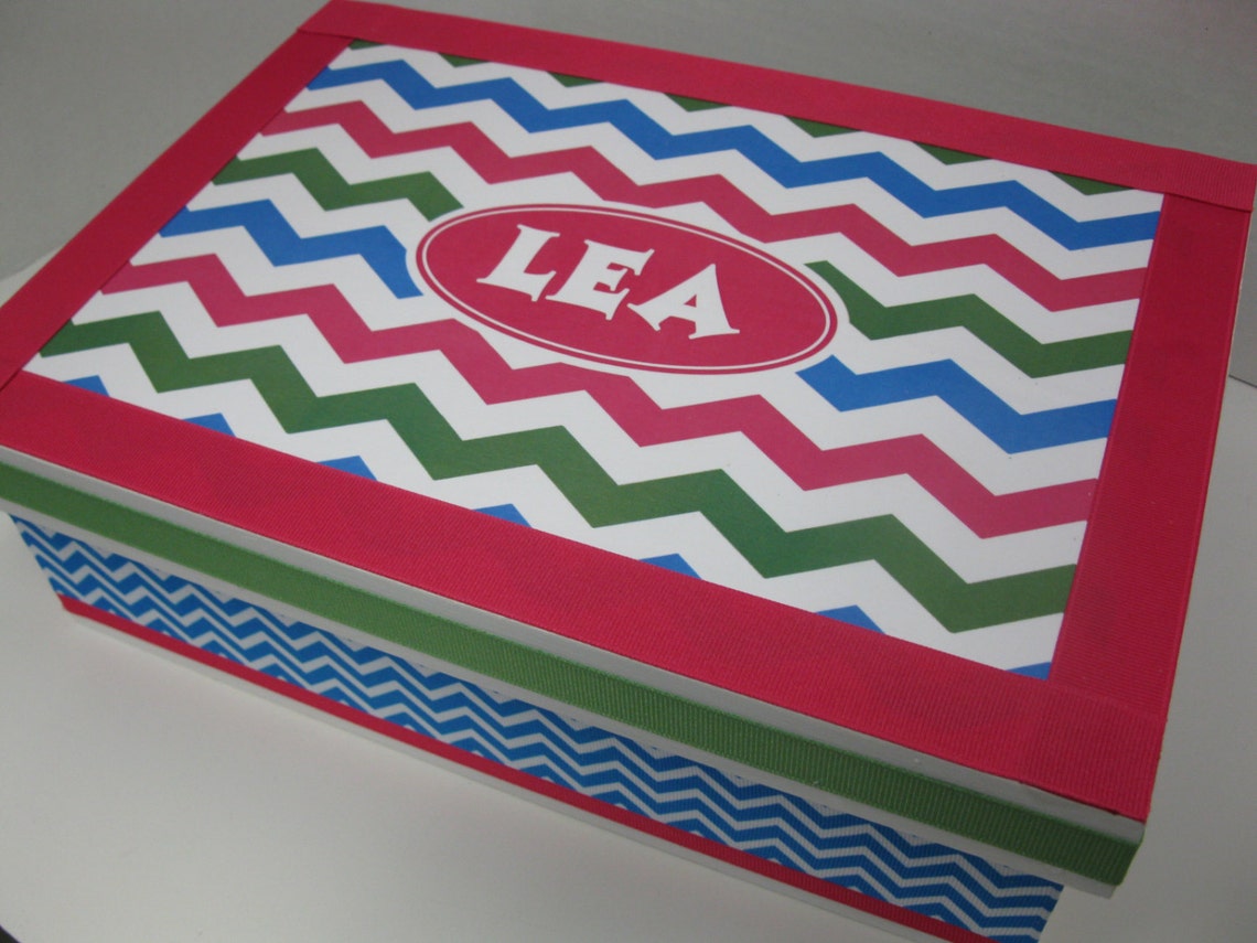 Chevron Themed Personalized Keepsake Box | Etsy