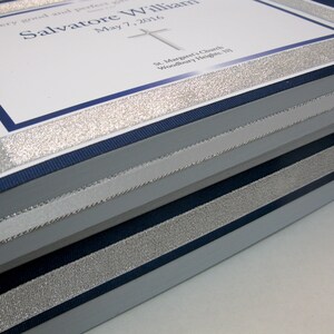 Boy Baptism/christening With Cross Keepsake Box- Navy and Gray and ...