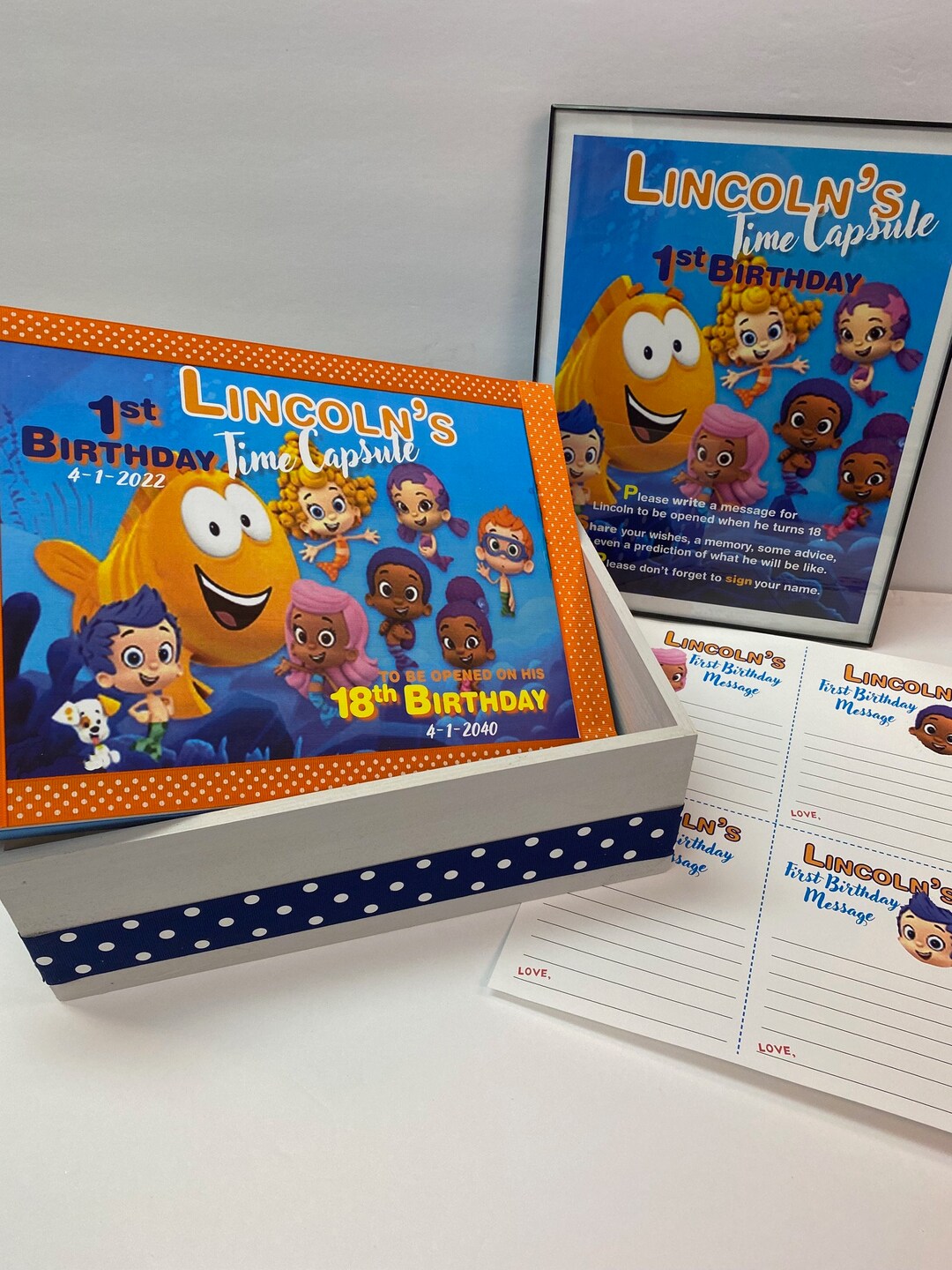 Fishies Keepsake Box Set- Box, Framed Instructions, Page of Cards to ...