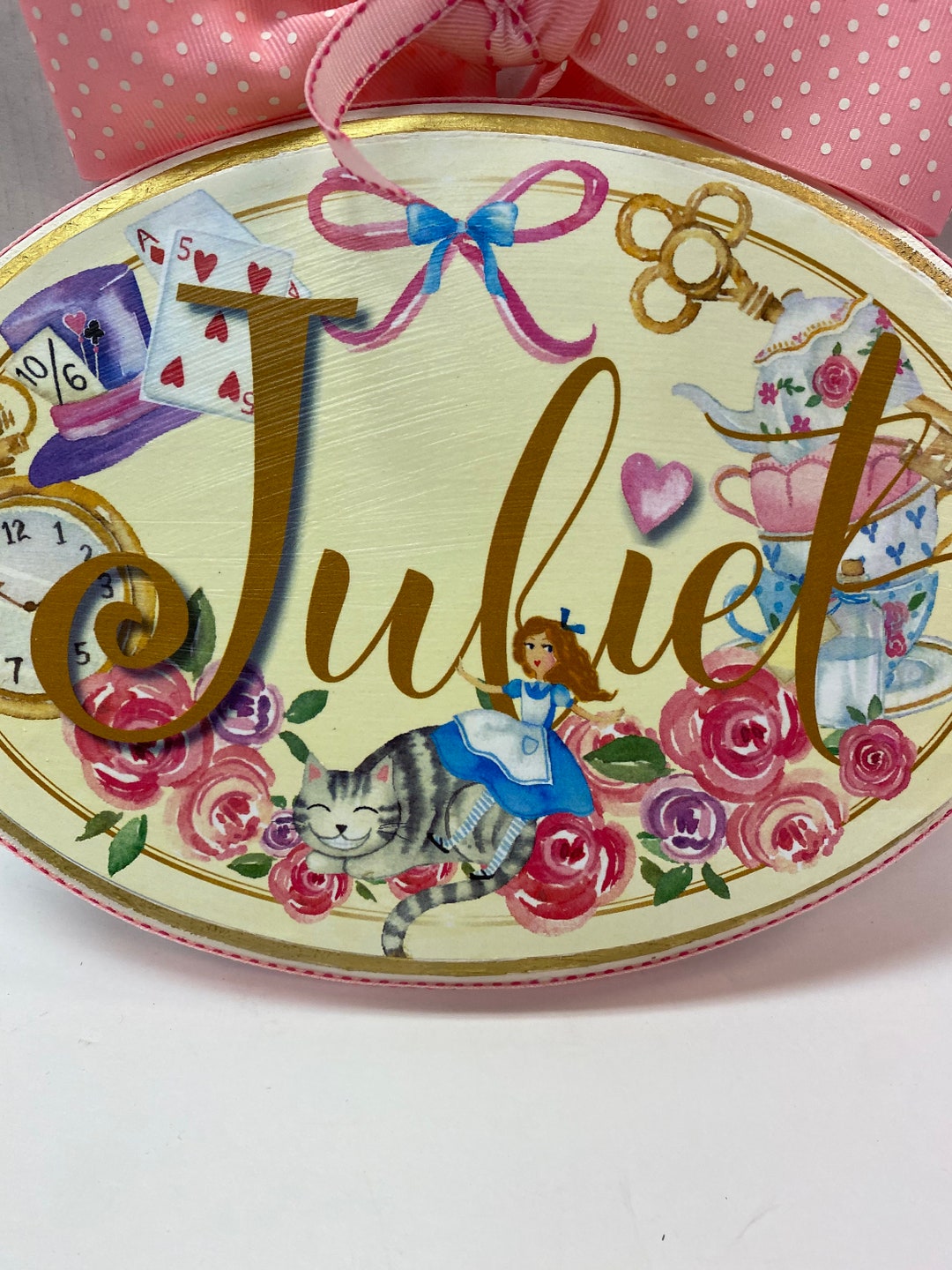 7x9 Name Plaque- Alice in Wonderland Theme - Brown Hair ALICE - Etsy