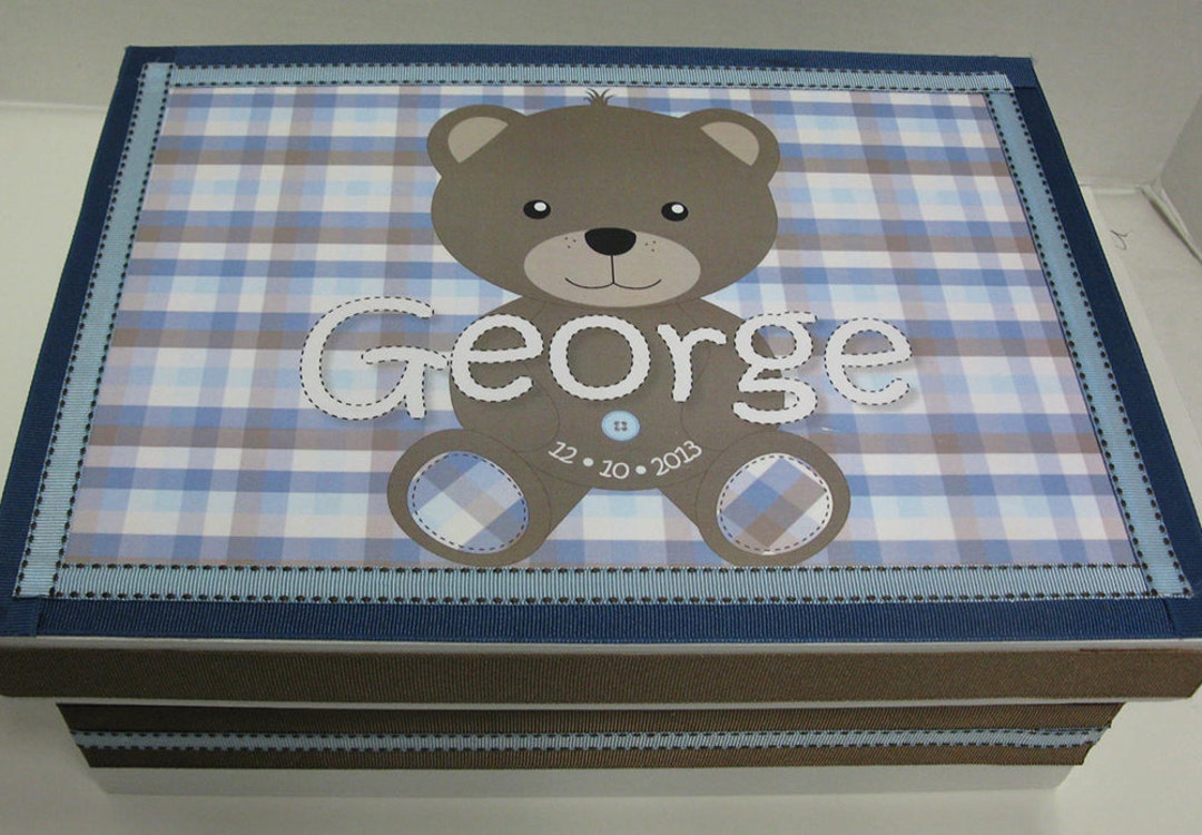 Baby Boy Teddy Bear Keepsake Box - Etsy