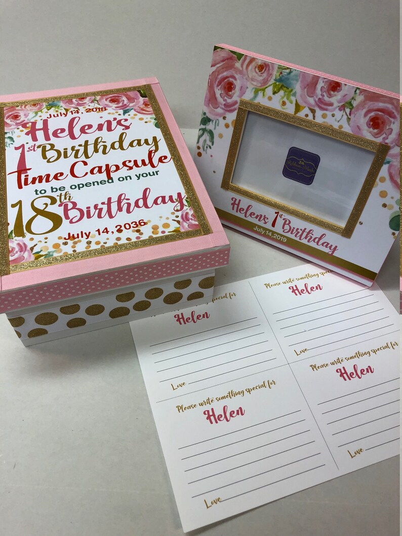 First Birthday Time Capsule With Framed Instructions and Cards - Etsy