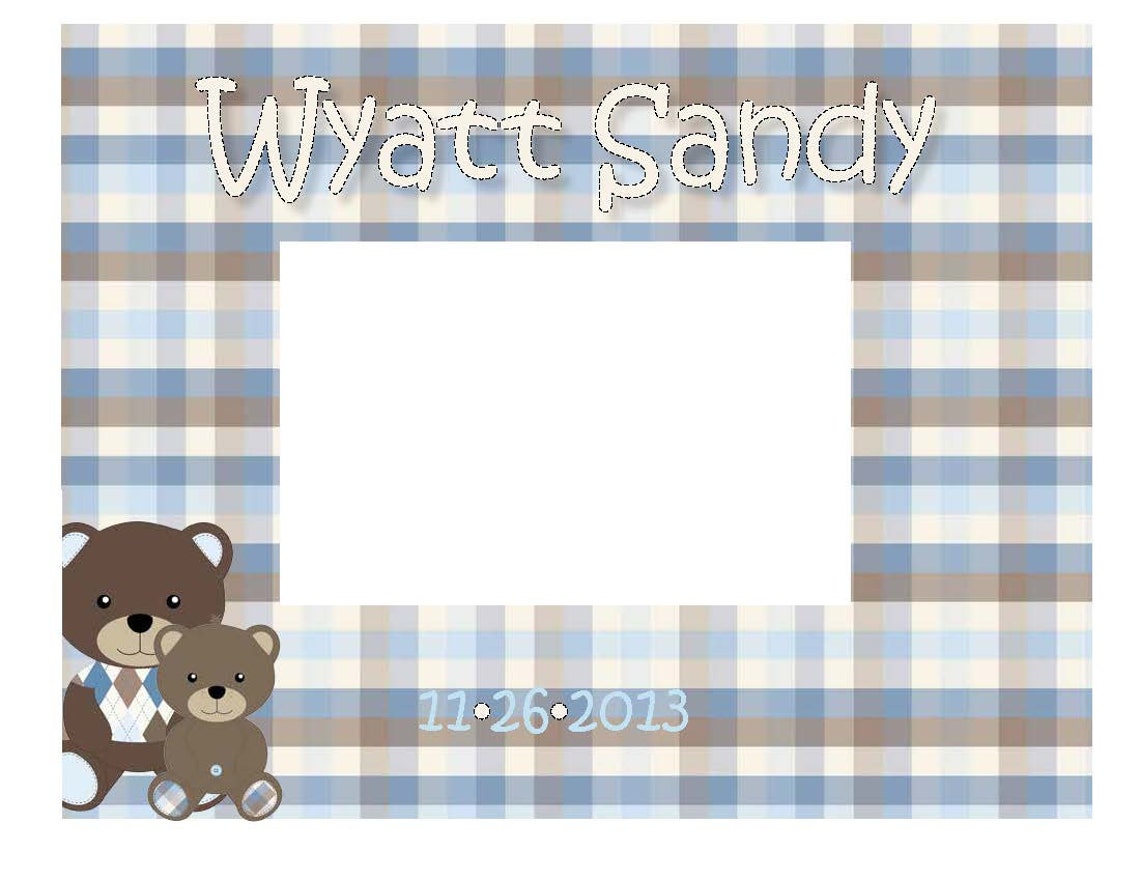 Baby Boy Teddy Bear Personalized Frame - Etsy