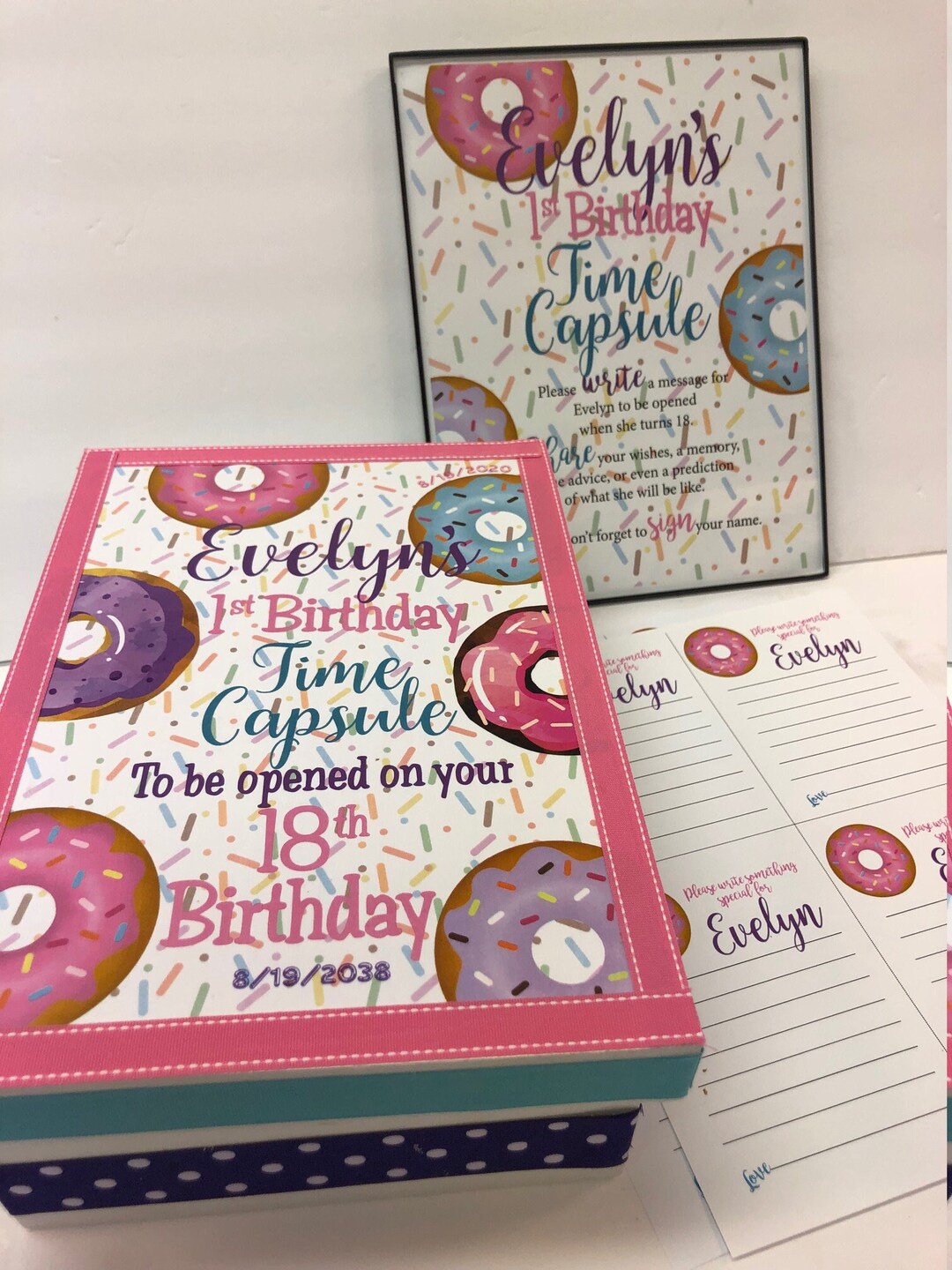 Donut Time Capsule -CUSTOM- With Framed Instructions and Cards to Print ...