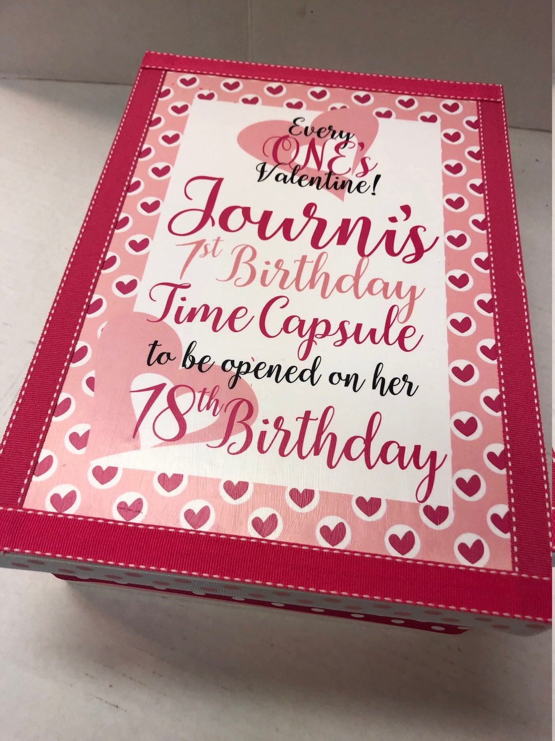 Pink on Pink Hearts Time Capsule -CUSTOM- With Framed Instructions and ...