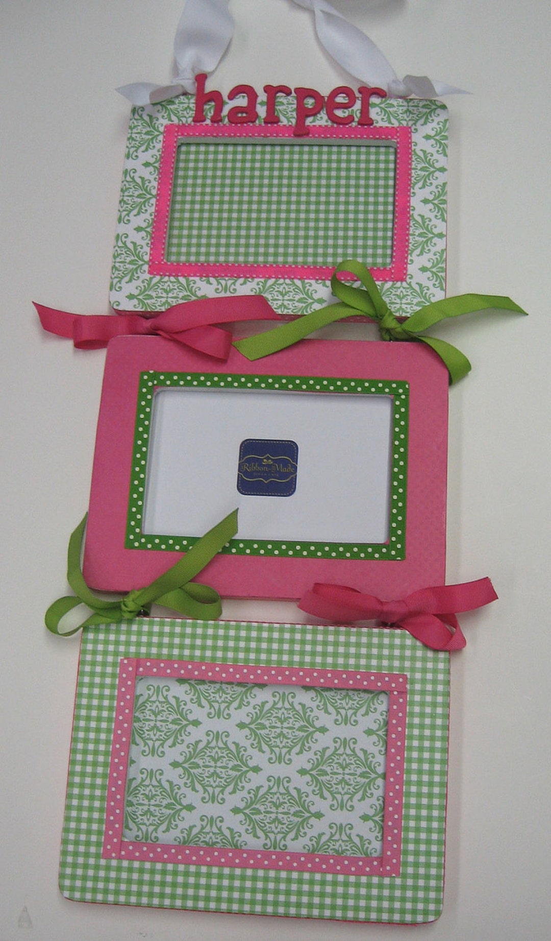 Triplet Frames - Damask and Solid to Match Decor - Etsy