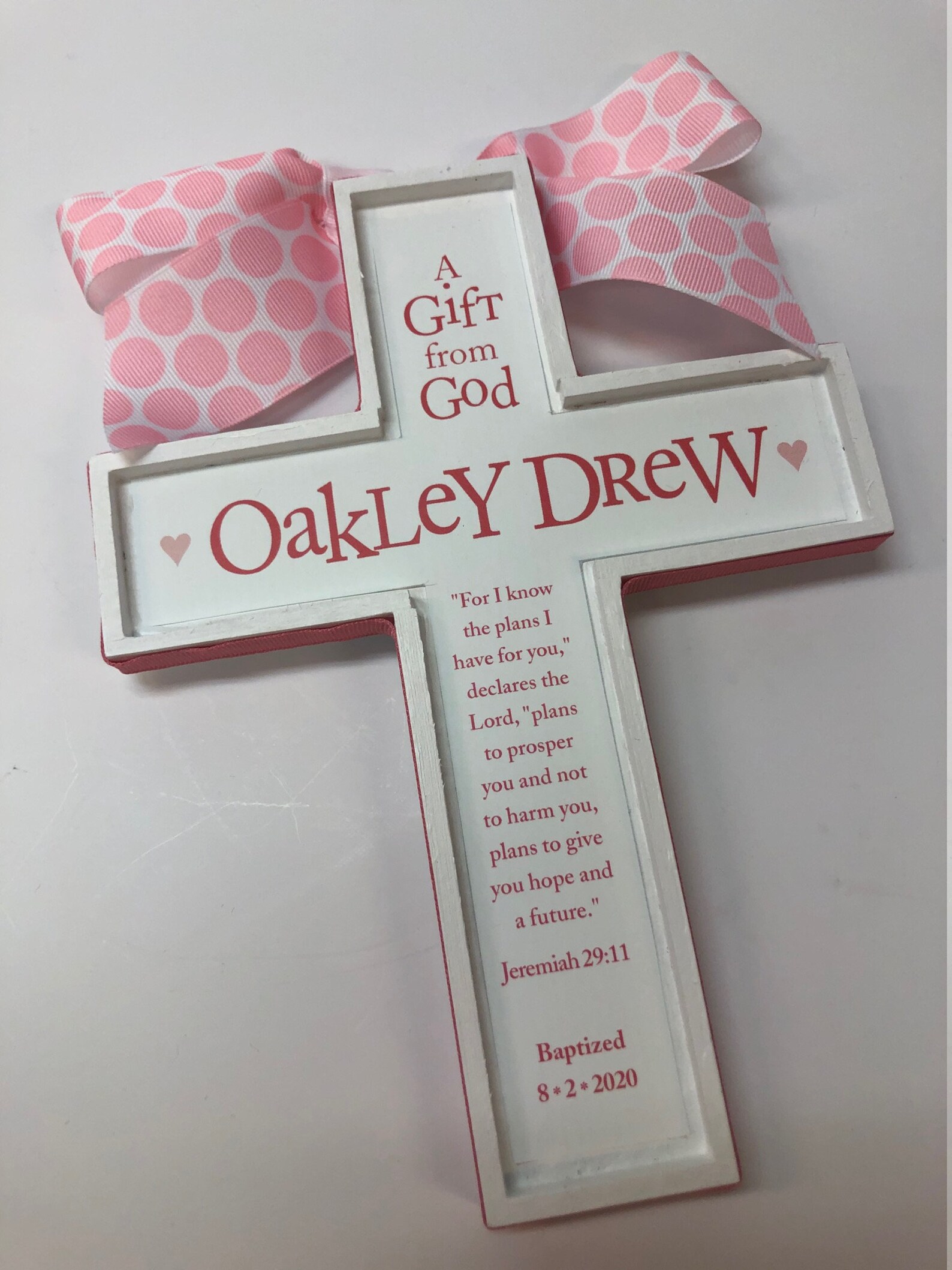 Baptism Cross Pink and White Approx 7 X 9 Inches - Etsy